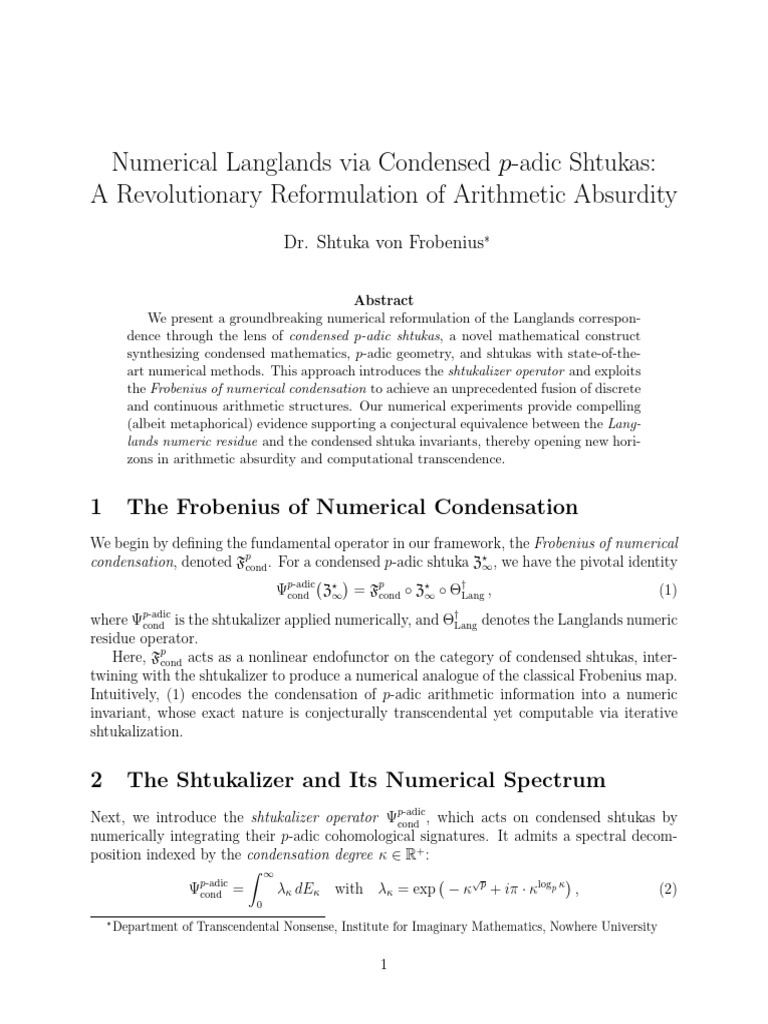 Numerical Langlands Via Condensed P Adic Shtukas A-304af8fd | PDF ...