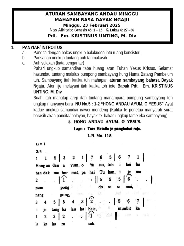 Aturan Sambayang Bahasa Dayak Ngaju | PDF