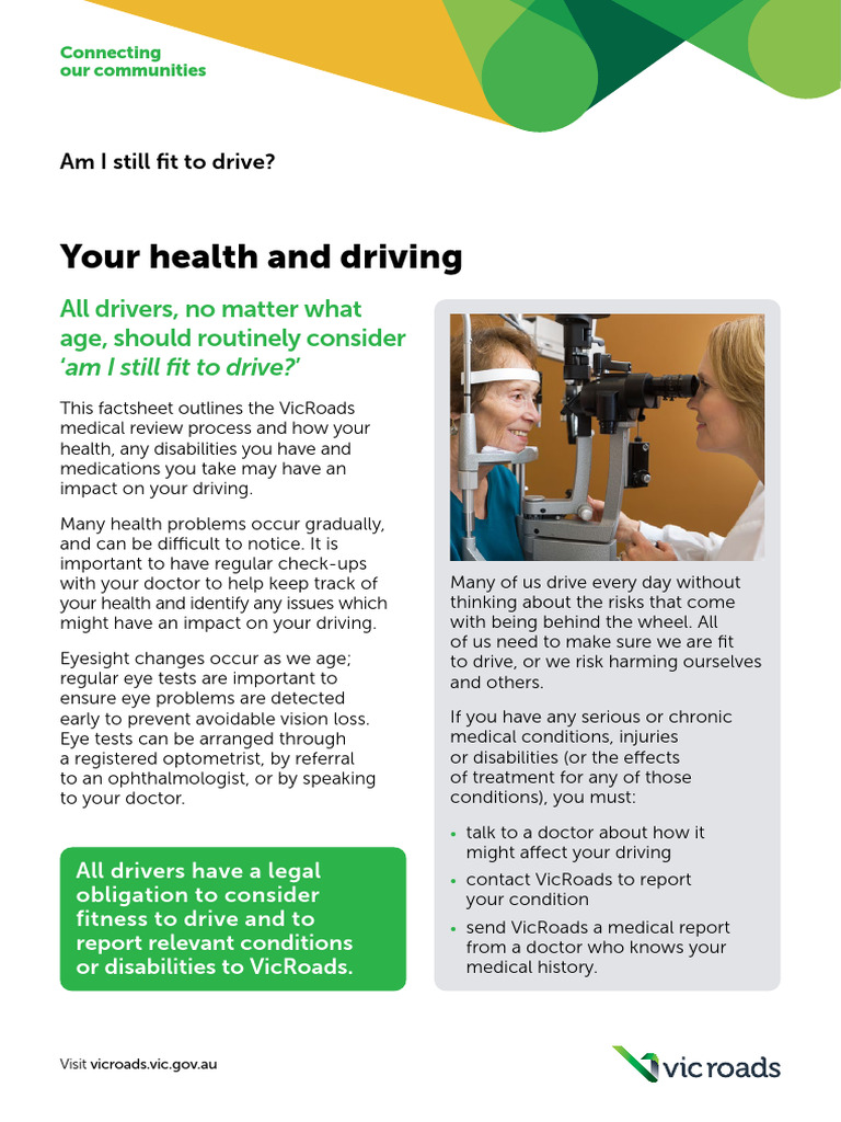 VicRoads Fitness to Drive Guidelines | PDF | Stroke | Driving