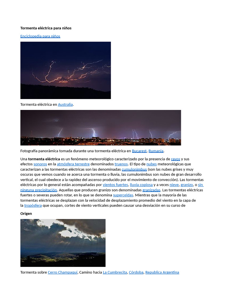 Tormenta Eléctrica para Niños | PDF | Tormenta | Fenómenos Meteorológicos