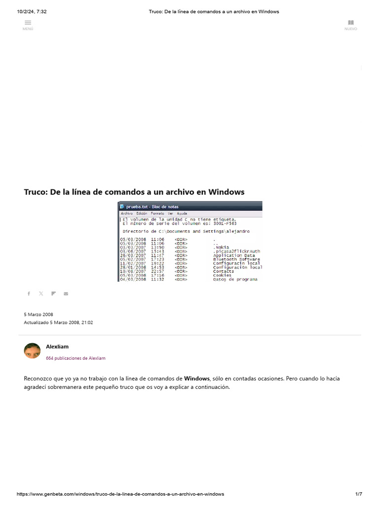 Truco - de La Línea de Comandos A Un Archivo en Windows | PDF ...