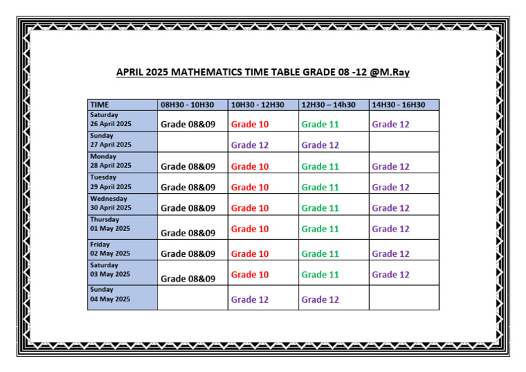 2025 April TimeTable | PDF