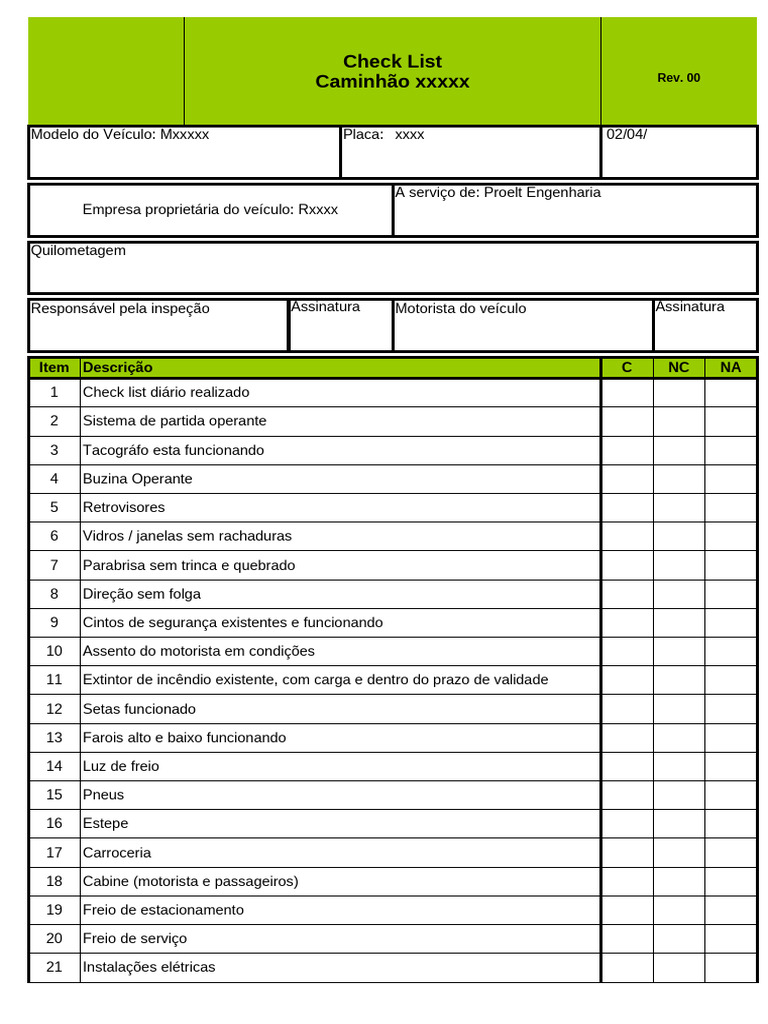 Modelo Check List Veículo | PDF