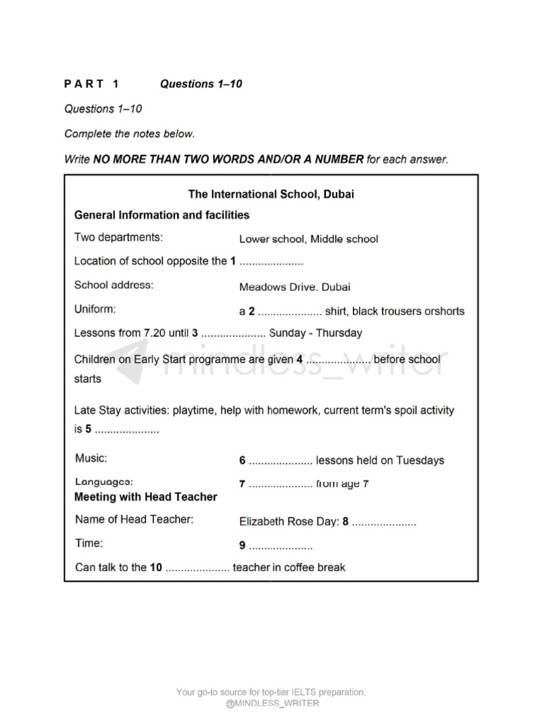 Full Listening Test Pdf
