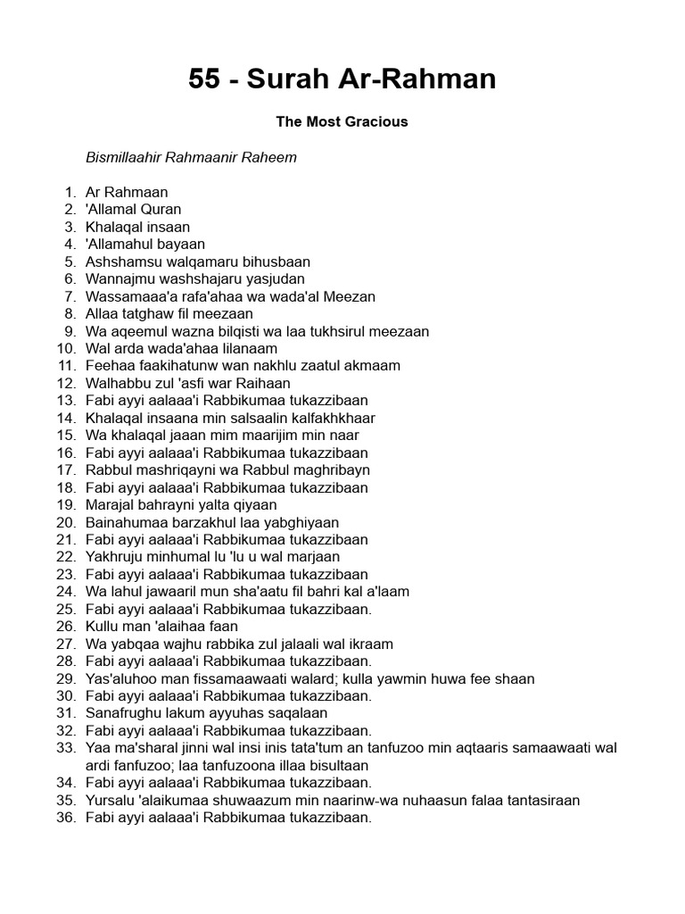 Surah Ar-Rahman | PDF | Alquran | Islam