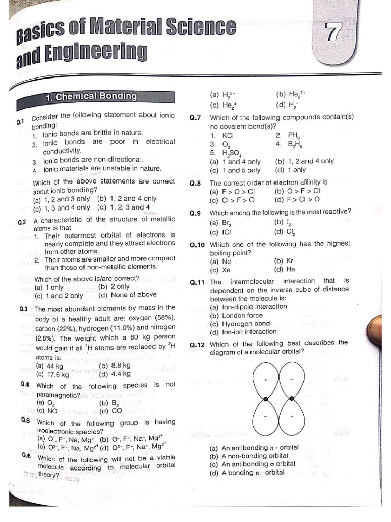 Basics of Material Science & Engineering Mcqs | PDF
