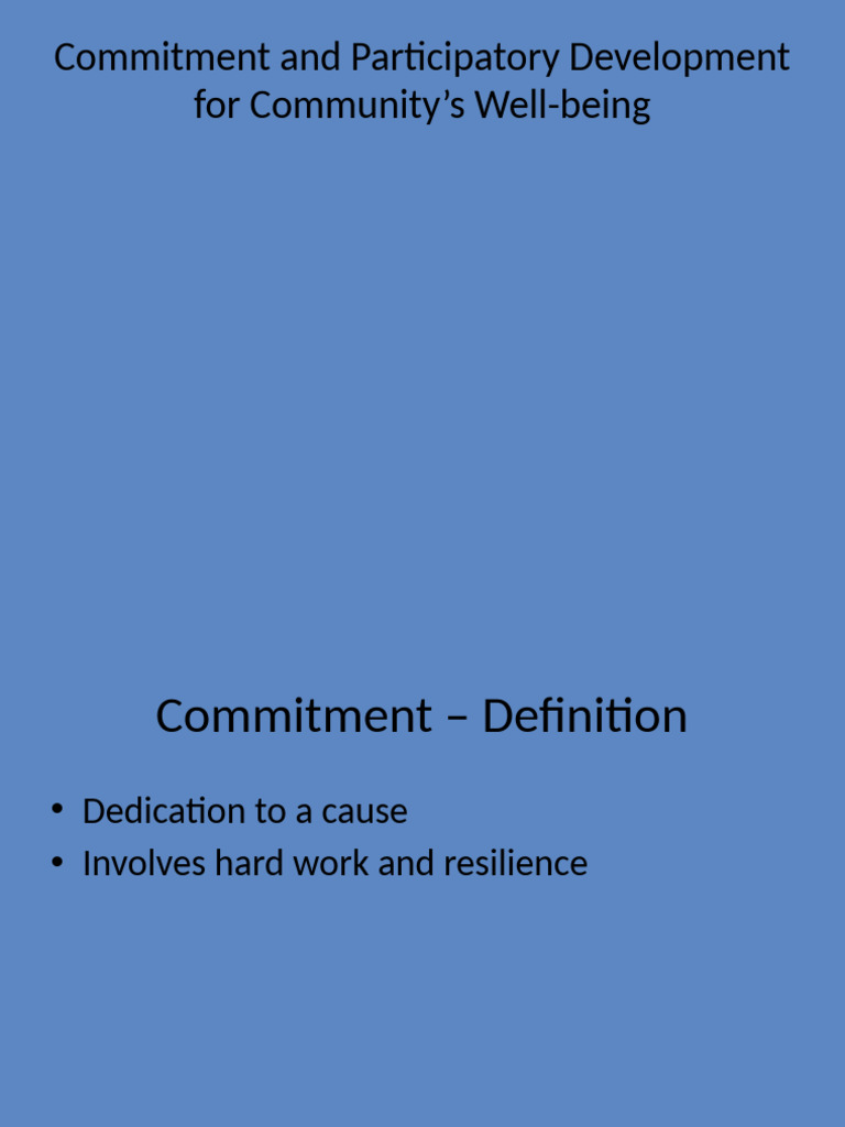 Community Commitment for Well-being | PDF