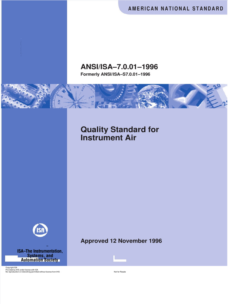 Quality Standard For Instrument Air Ansi Isa s7001 1 | PDF ...