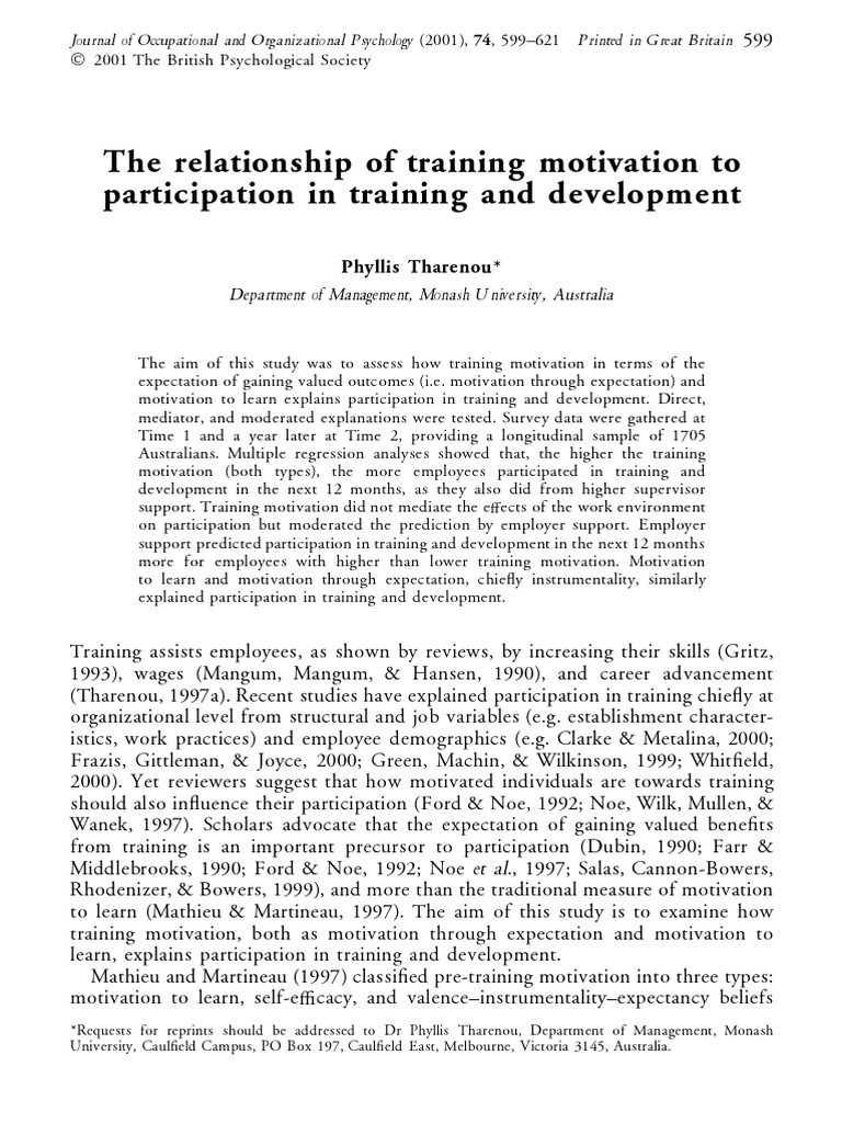 Training Motivation and Employee Participation | PDF | Motivation ...