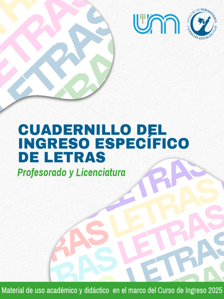 2025) Cuadernillo Ingreso Específico Letras | PDF | Maestros | Lingüística