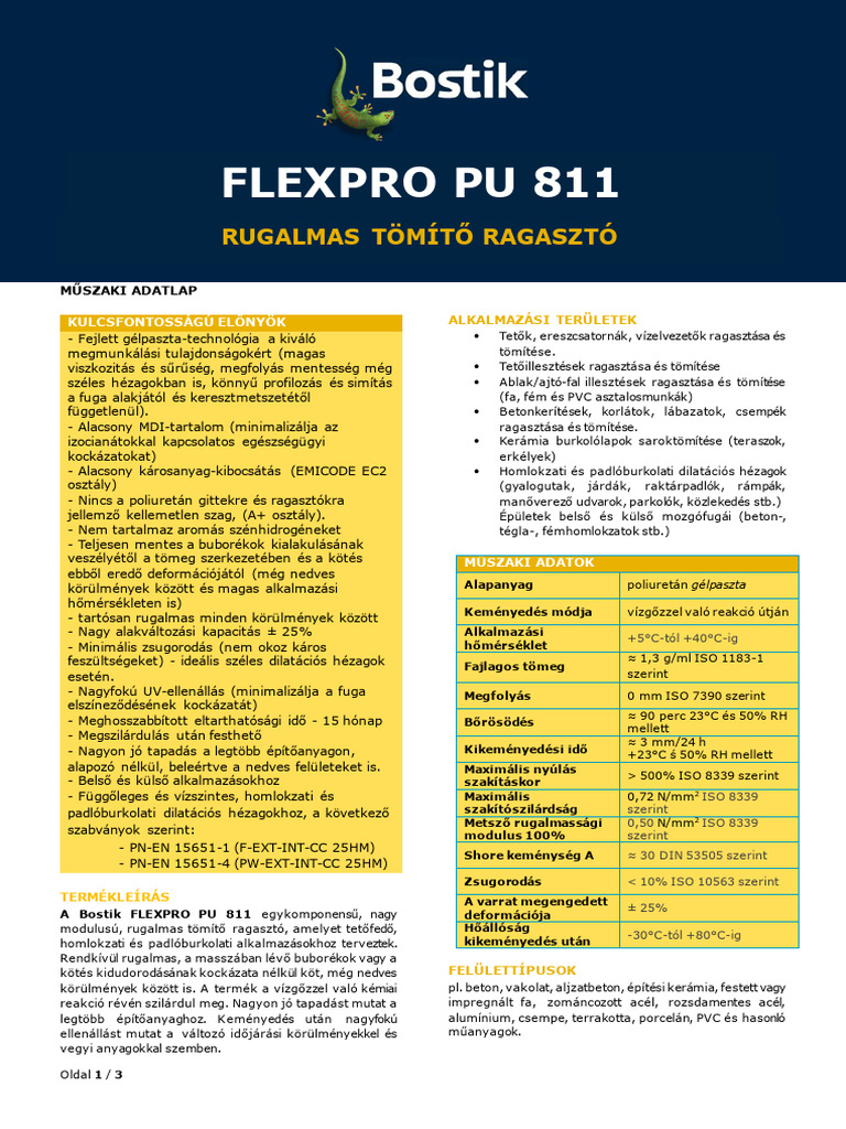 Bostik Diy Hungary Flexpro Pu811 TDS | PDF