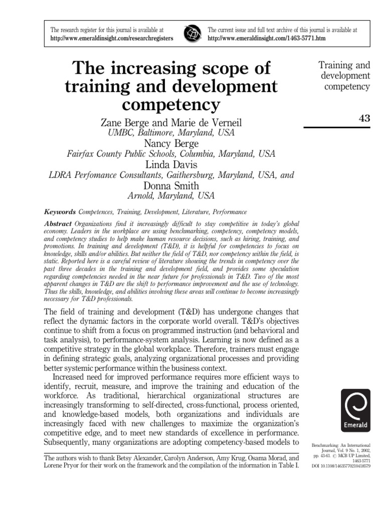The Increasing Scope of Training and Development Competency | PDF ...