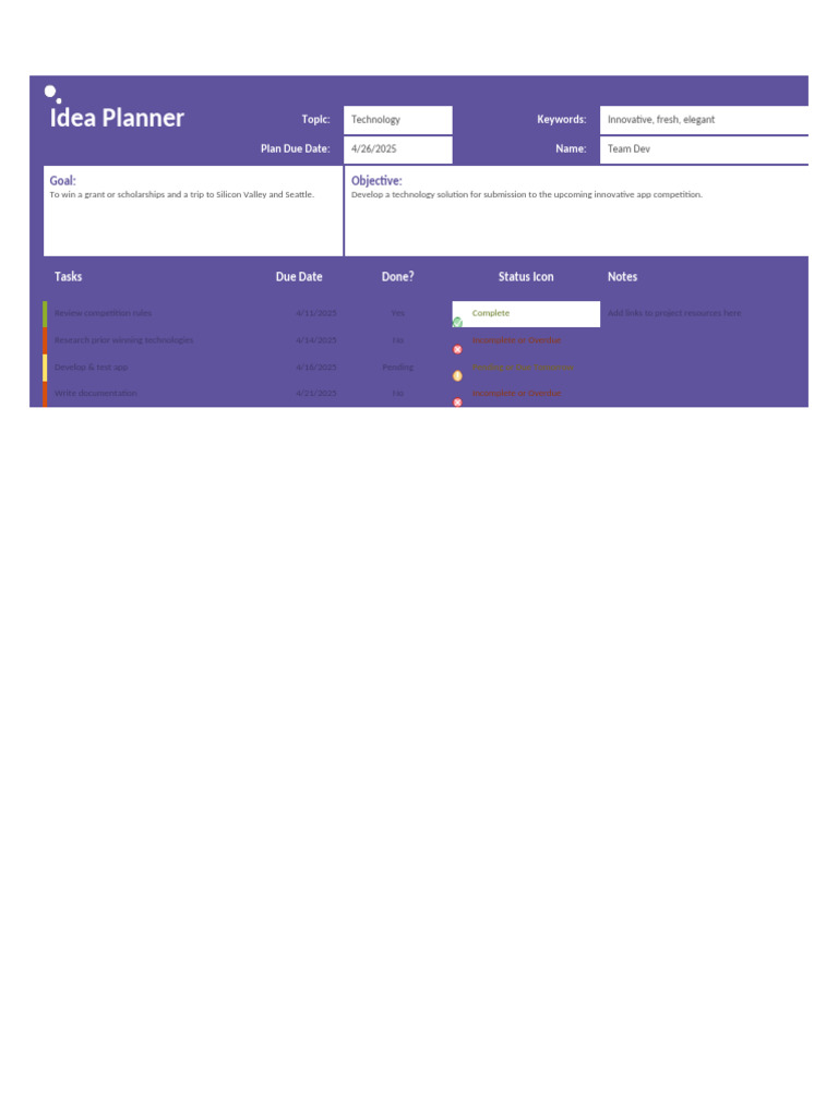 Idea Planner Tasks | PDF