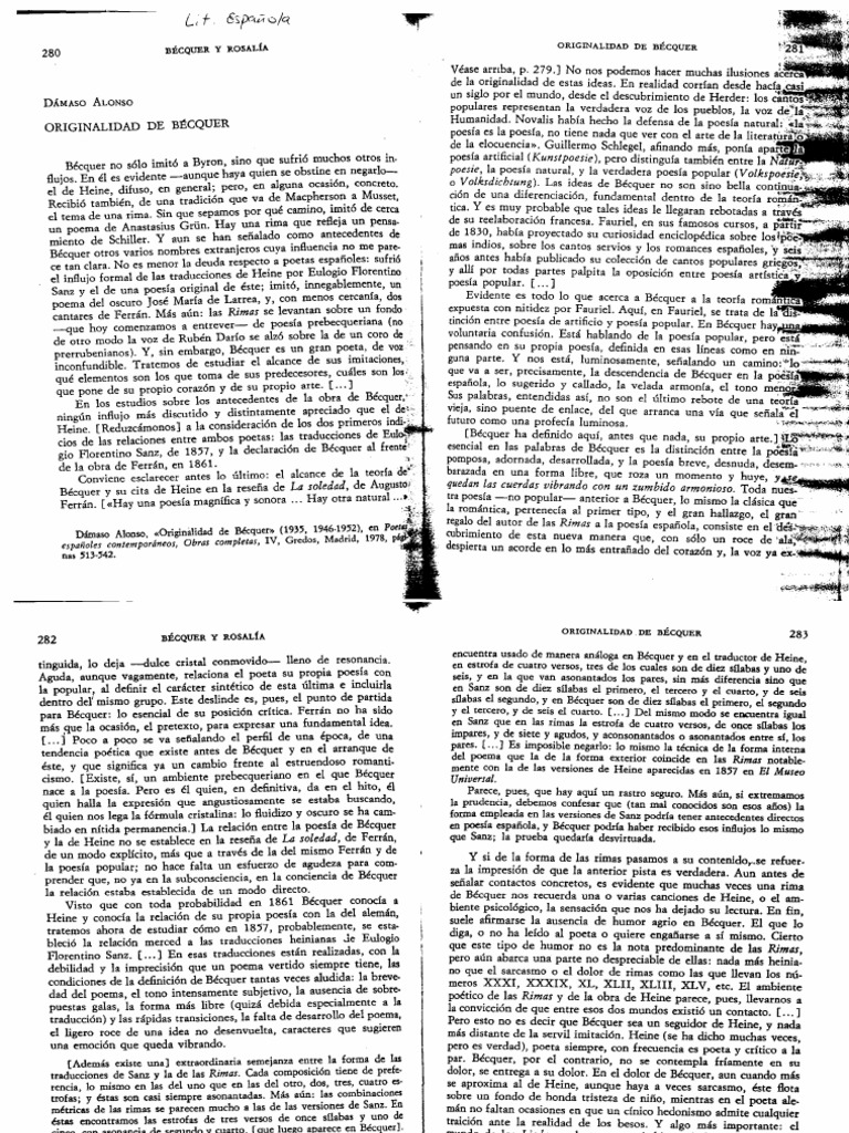 Alonso, D. - Originalidad de Bécquer | PDF