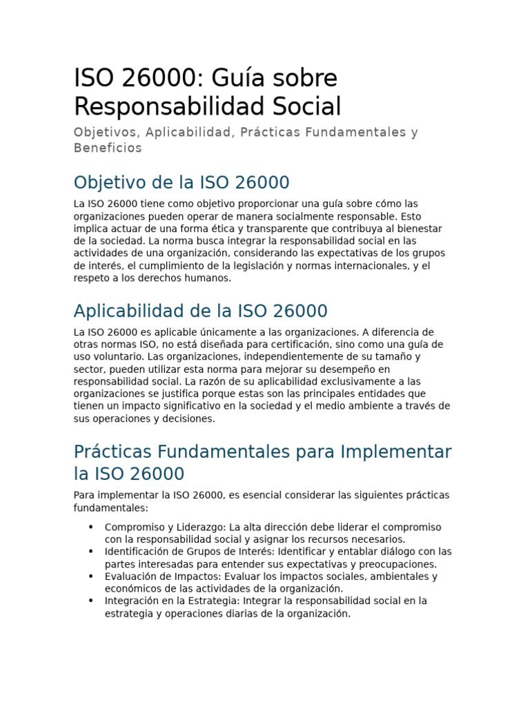 ISO 26000 | PDF | Sustentabilidad | Responsabilidad social corporativa