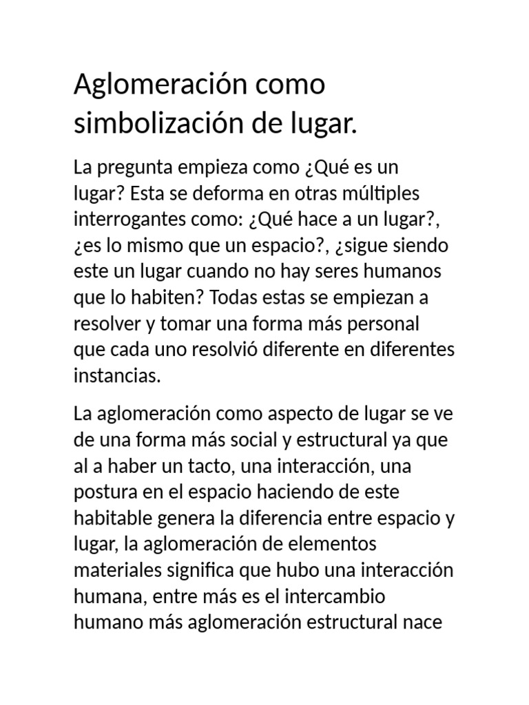Aglomeración y simbolización del lugar | PDF
