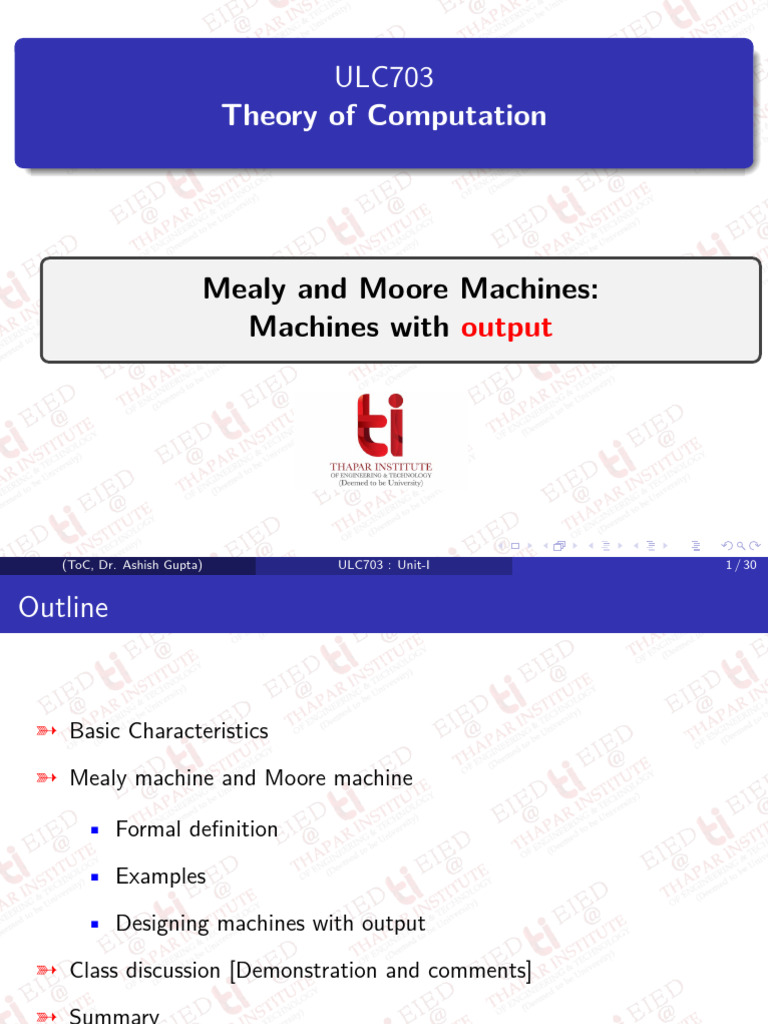 108 Mealy Moore Introduction | PDF | Theory Of Computation | Applied Mathematics