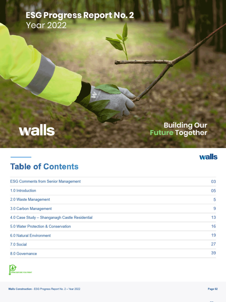 2022 ESG Progress Report for Walls Construction | PDF | Waste | Waste ...