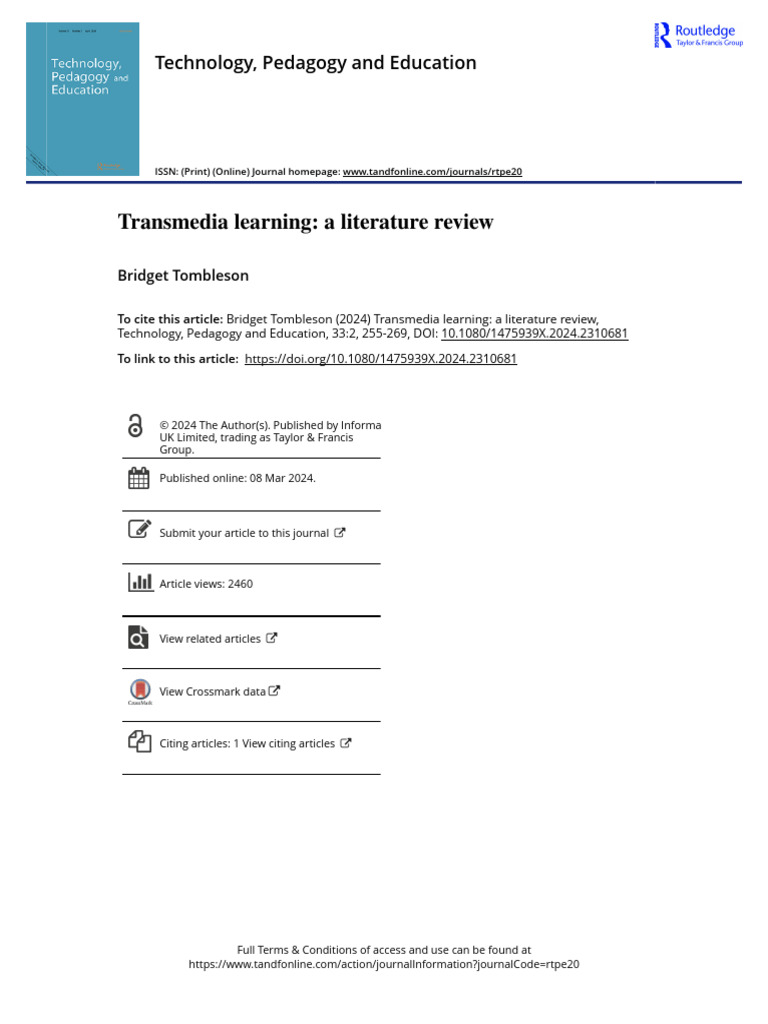 Transmedia Learning Literature Review 2024 | PDF | Constructivism ...