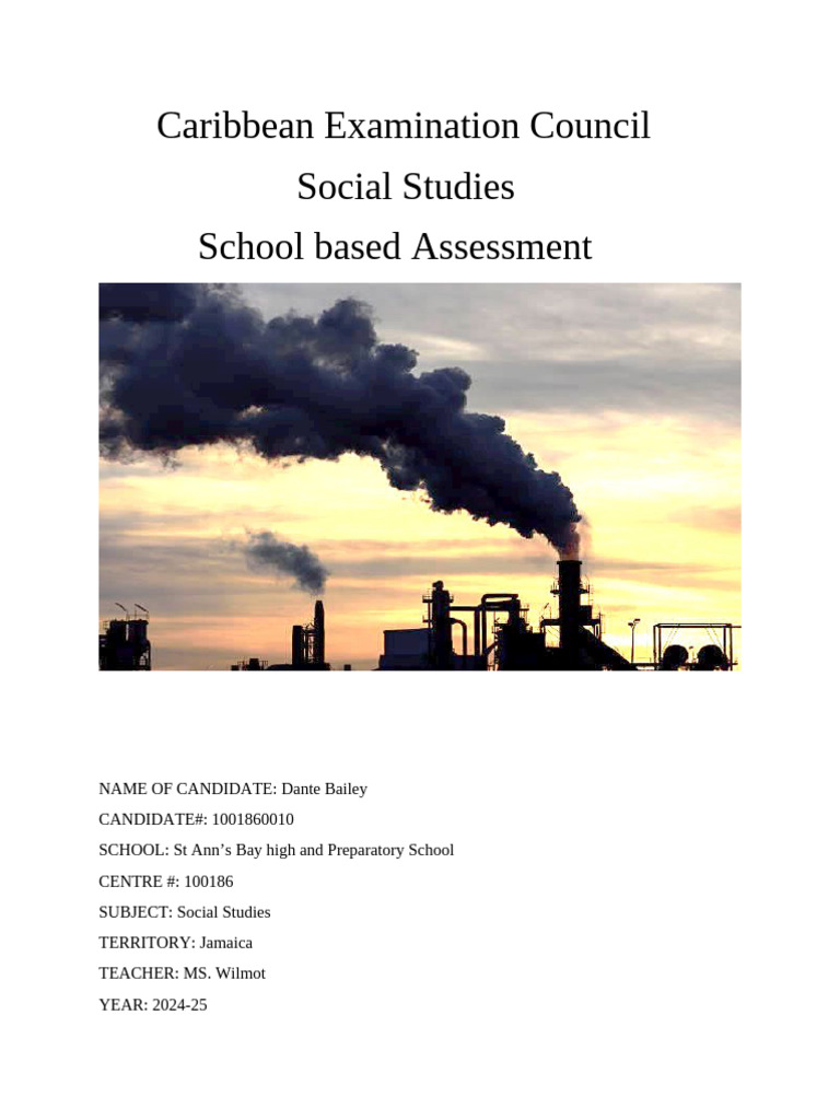 Dante Bailey Social Sba | PDF | Air Pollution | Pollution