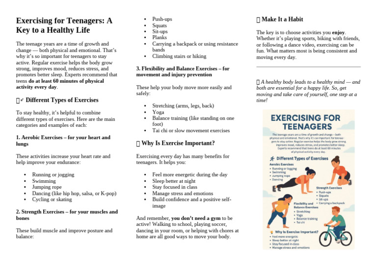 Essential Exercise Guide for Teens | PDF | Running | Adolescence