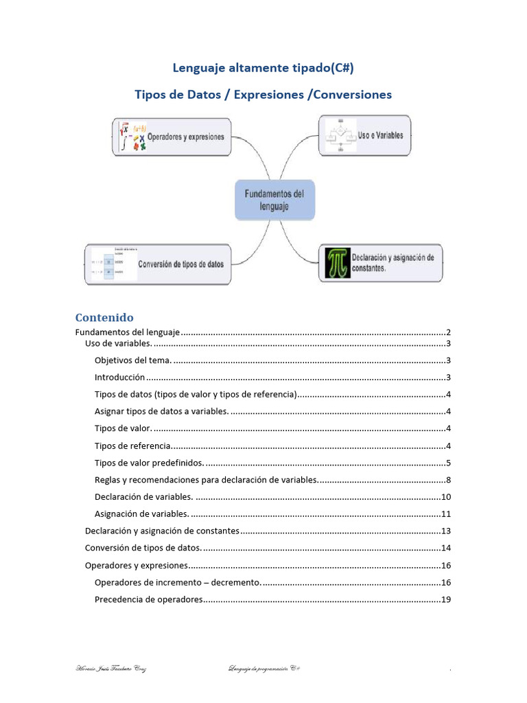 Tipos Datos Conversiones Expresiones | PDF | C Sharp (lenguaje de ...