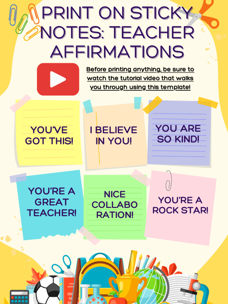 Inspirational Sticky Notes for Teachers | PDF | Teachers | Behavior ...