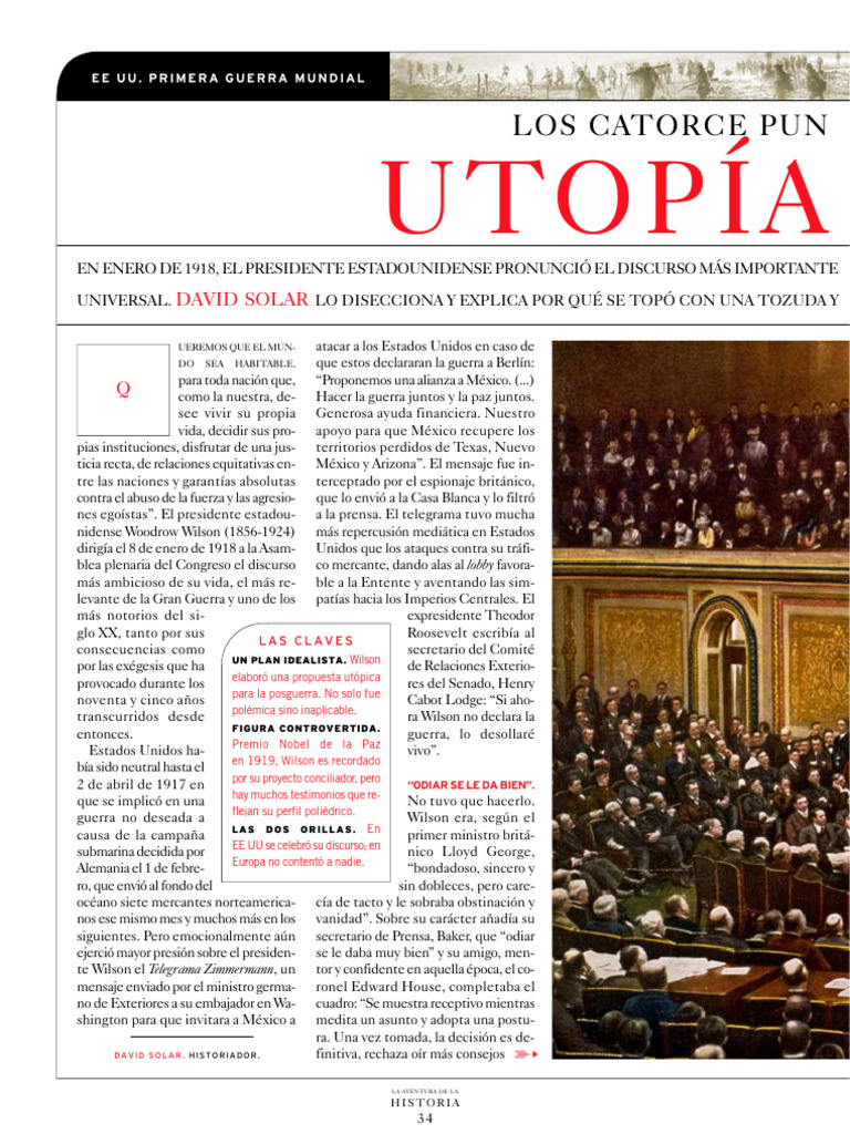 Discurso de Wilson: Utopía y Controversia | PDF | Woodrow Wilson | Gobierno