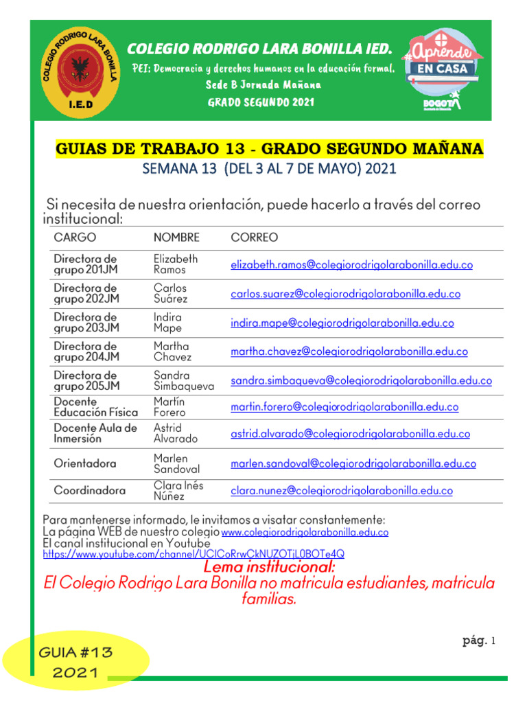 Guías de Trabajo Segundo Grado - Semana 13 | PDF | Clima