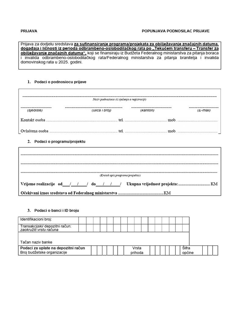 Obrazac-Prijave-Znacajni-Datumi-Bosanski-Jezik (1) - 250326 - 155107 | PDF