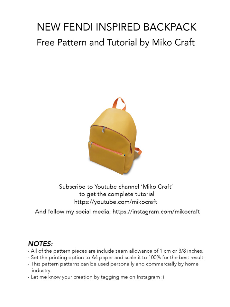 New Fendi Inspired Backpack - Free Pattern and Tutorial by Mikocraft | PDF