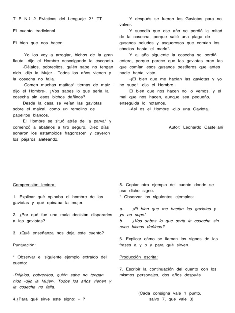 TP 2 2do Cuento Tradicional y Puntuación | PDF
