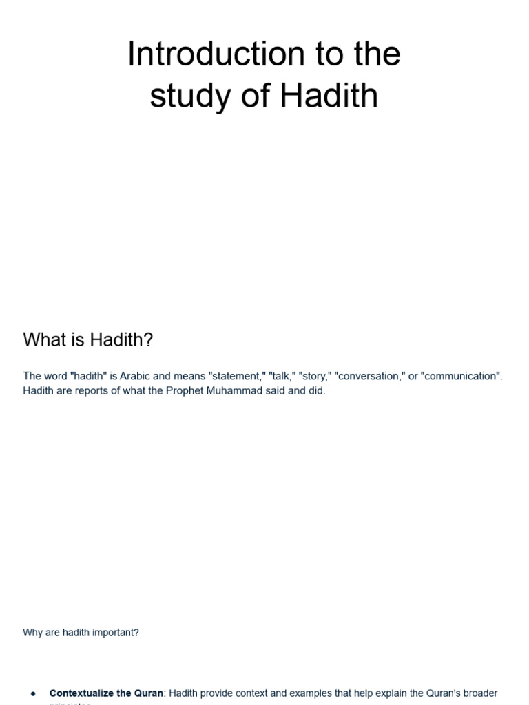 Introduction To The Study of Hadith | PDF | Hadith | Quran