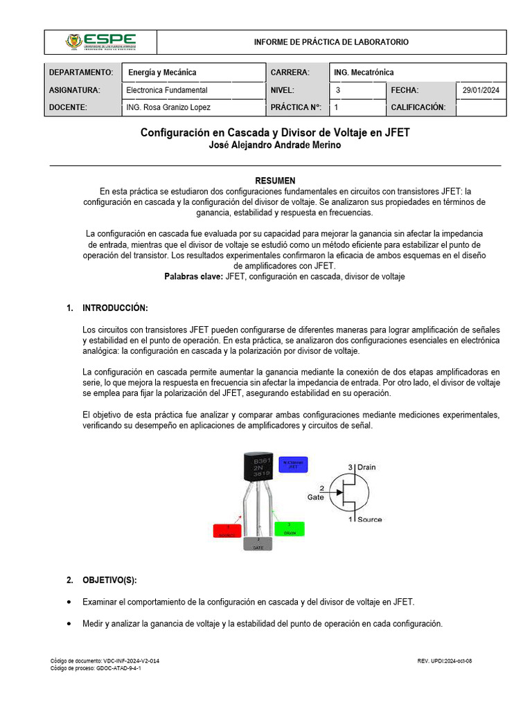 INF PRACTICA LABORATORIO Alejandro N2 P3 | PDF | Transistor | Electrónica
