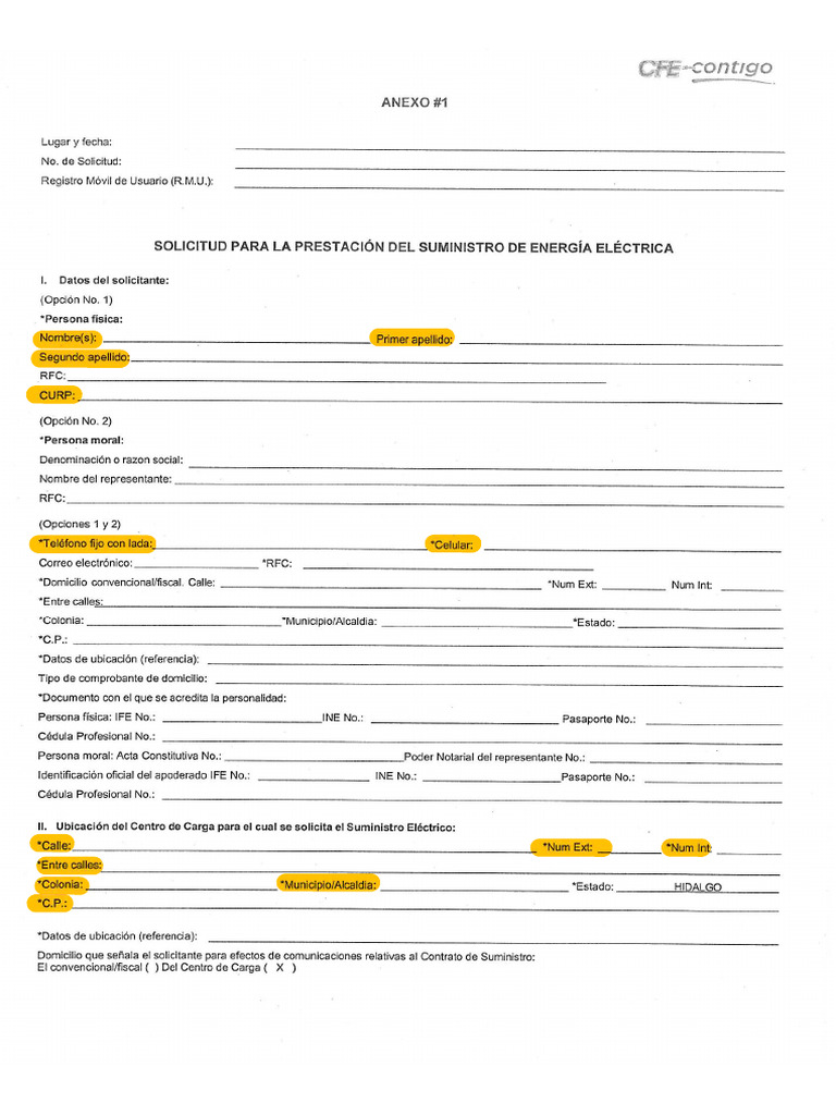 Solicitud Cfe | PDF