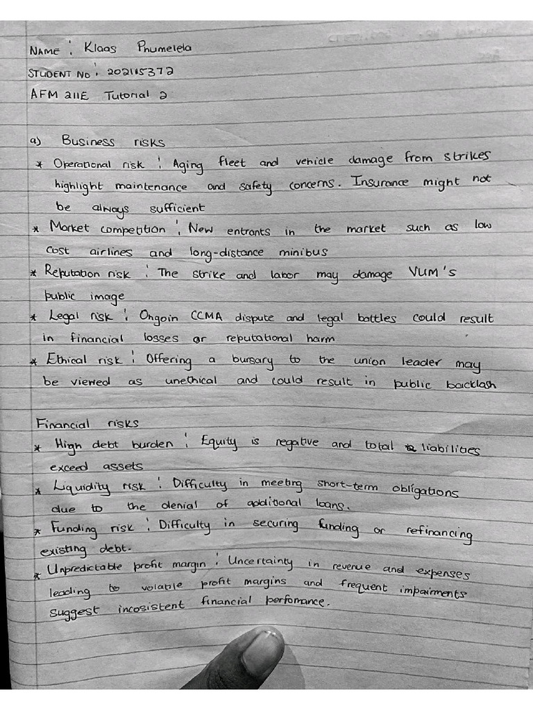 Klaas Phumelela 202115372 AFM Tut2 | PDF
