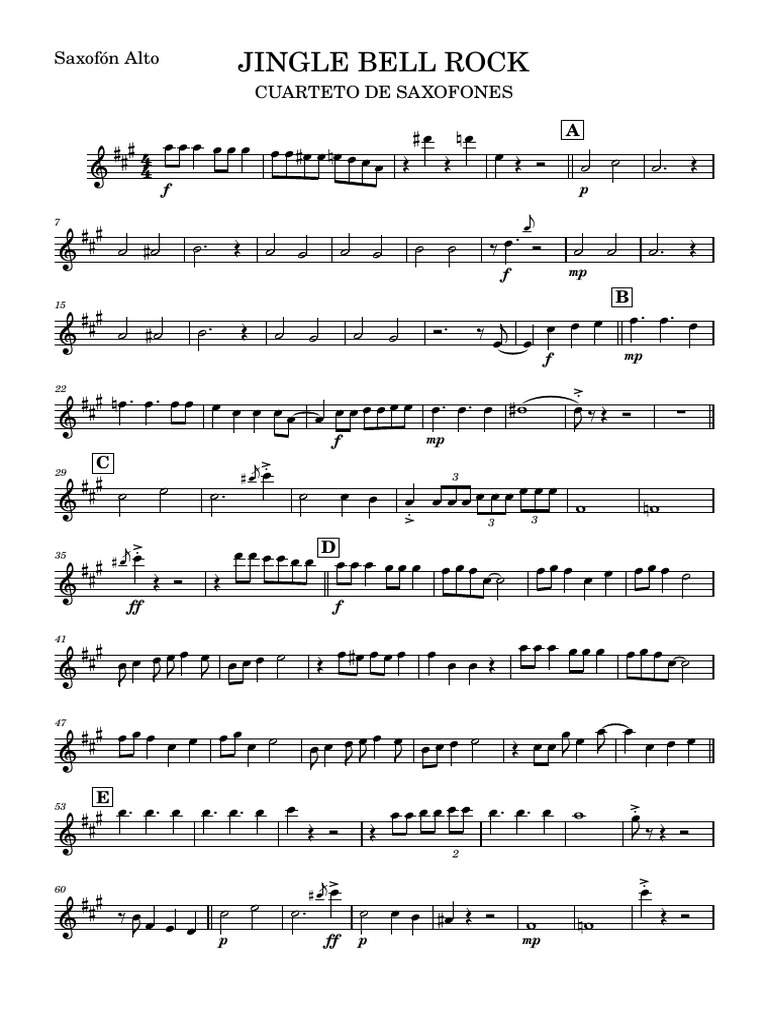 Jingle Bell Rock for Saxophone Quartet | PDF