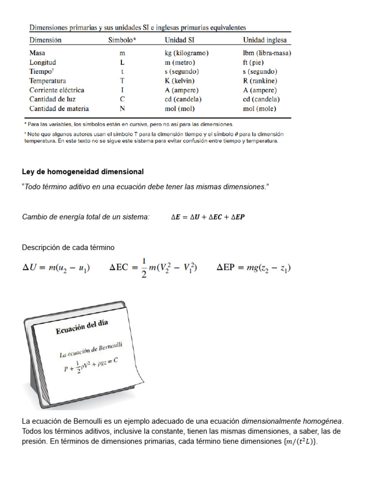 Ley de Homogeneidad Dimensional | PDF | Ecuaciones | Mecánica de fluidos