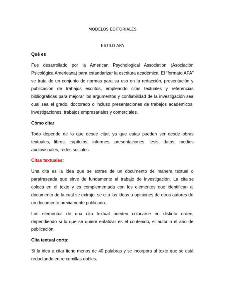 Modelos Editoriales | PDF | Citación
