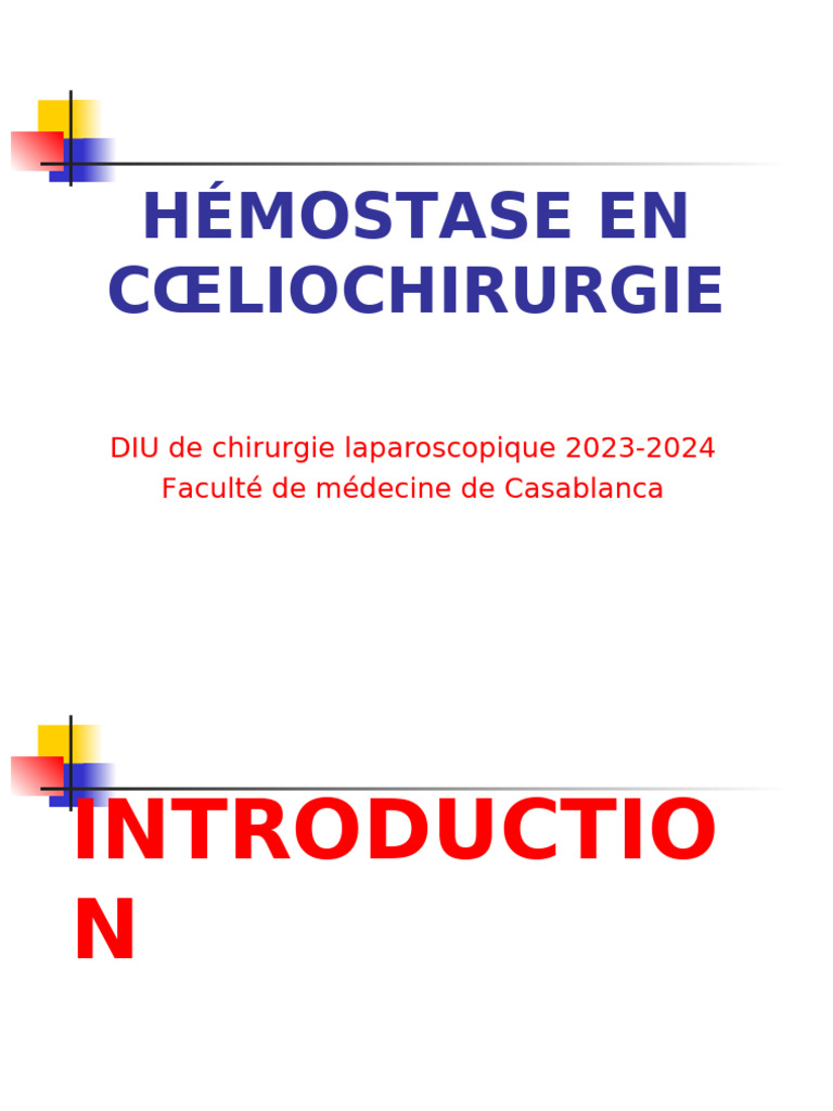 Hémostase en Coeliochirurgie | PDF | Hémostasie | Chirurgie