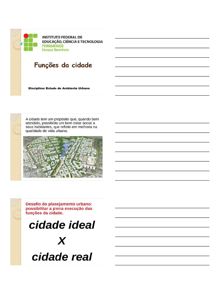 Aula 3 - FunÃ Ã Es Da Cidade-Compactado | PDF