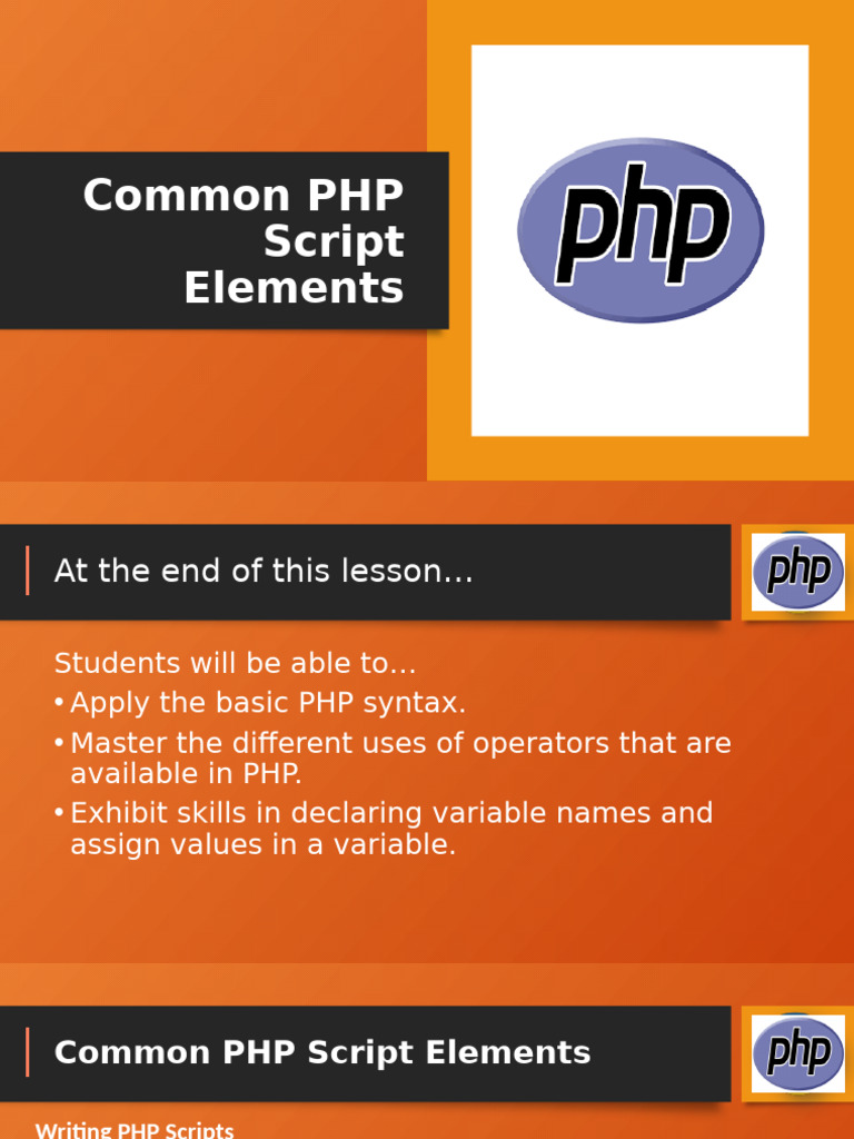 2 Common PHP Script Elements | PDF | Php | Scope (Computer Science)