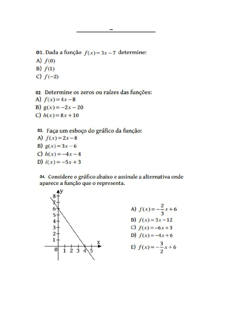 Atividade Função Afim | PDF