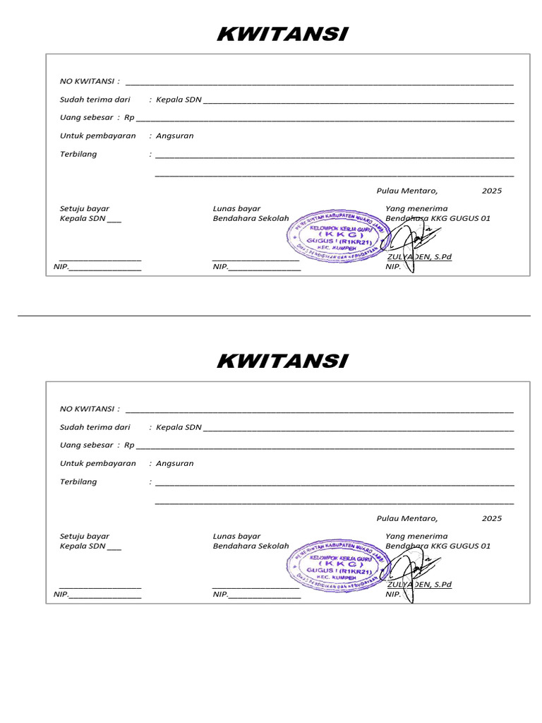 Kwitansi Pembayaran Angsuran KKG | PDF
