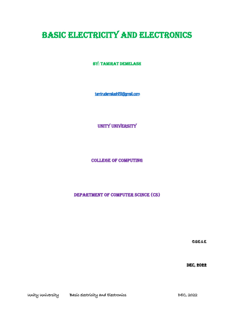 Basic Electricity and Electronics CH I& II | PDF | Atoms | Electric Charge
