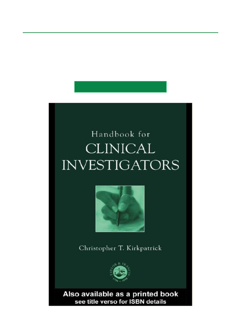 Handbook For Clinical Investigators, 1st Edition Official Ebook Release ...
