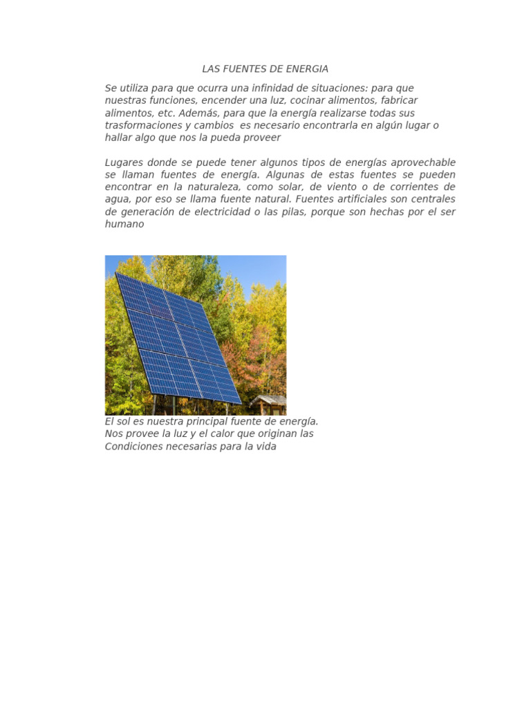 Fuentes de Energía: Naturales y Artificiales | PDF
