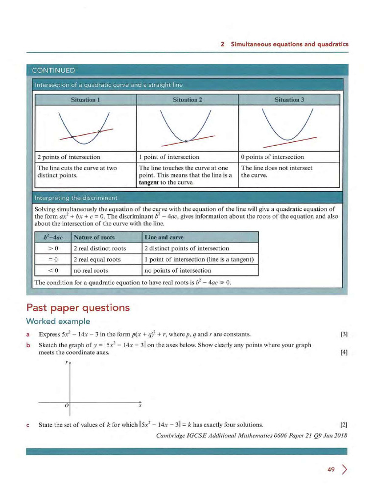 0606-Simultaneous Equations and Quadratics | PDF