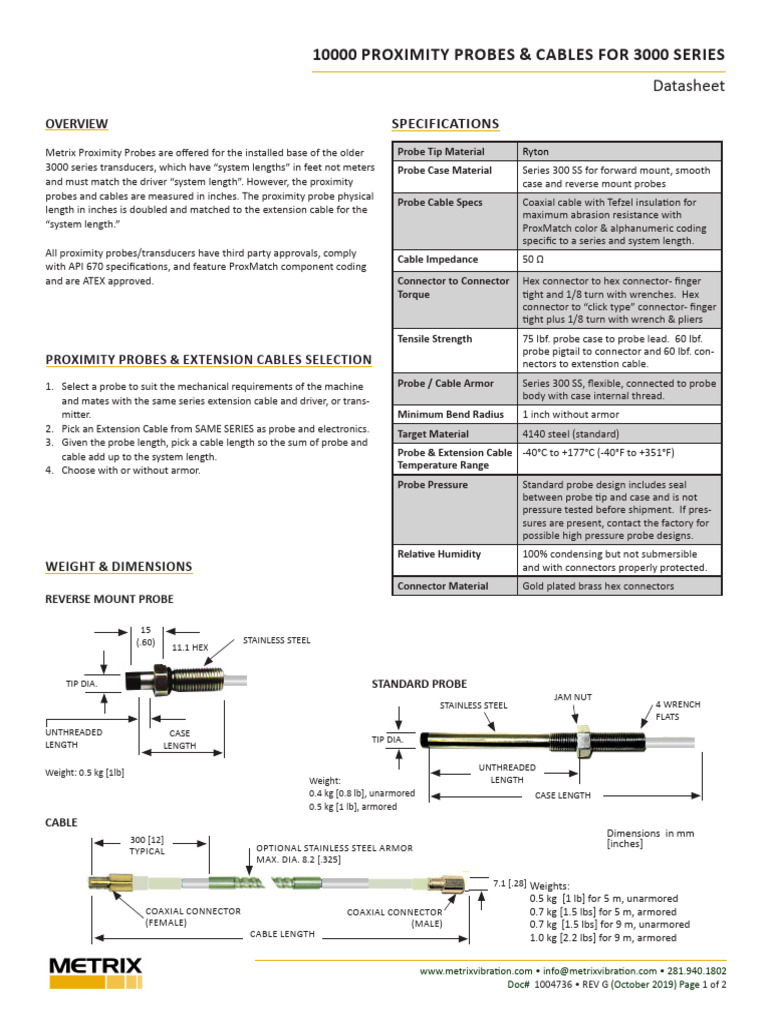 Data Sheet Proximity Products 3000 Series Transducers Doc 1004736 | PDF ...