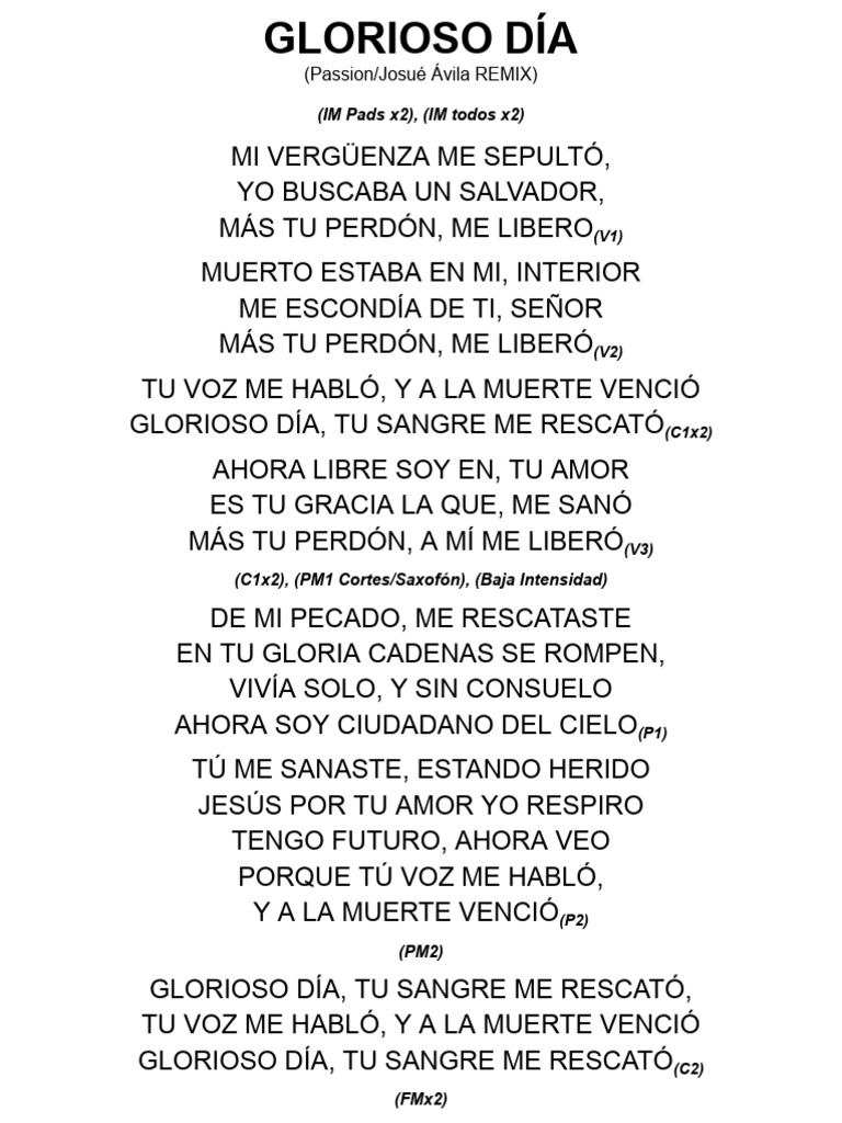 Glorioso Día (Passion - Josué Ávila Remix) | PDF